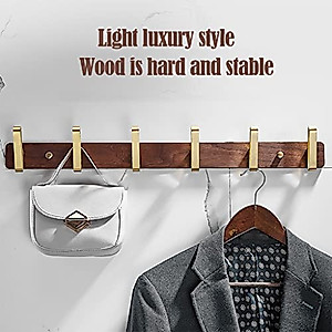 Coat Hooks Wall Mounted Coat Rack with 4/5 /6 Metal Hook Modern Luxury Coat Hangers for Wall Decorative Entryway Hall Bathroom,Wood Long Rack for Hat Towel Robes Purse (Size : 6 Hooks)