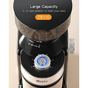 Electric Adjustable Mill Coffee Bean Grinder with 18 Grind Settings for Espresso, Drip and French Press, Black