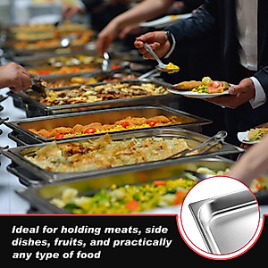 6 Pack Stainless Steel Steam Table Pan Full Size Hotel Pans 20.8"L x 12.8"W Commercial Food Pan Catering Food Pan for Hotel Canteen Restaurant Office Cafeteria Family Events, 3 Diverse Depths