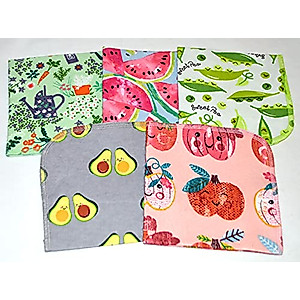 Farmers Market Printed Flannel Paperless Towels 1 Ply 12x12 Inches Set of 5
