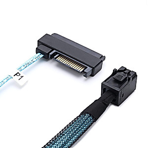 CableDeconn SFF-8643 Internal Mini SAS HD to (4) 29pin SFF-8482 connectors with SAS 15pin Power Port 12GB/S Cable (1M) (H0204)
