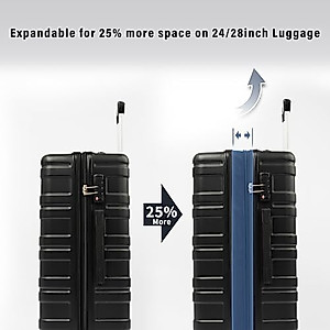 Merax Luggage Hard Shell Suitcases Set Expandable Lightweight ABS Suitcase 20”24”28” (3 Pcs Set-Black)