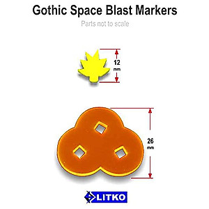 LITKO Gothic Space Blast Markers Compatible with Battlefleet Gothic, Fluorescent Orange and Yellow (5)