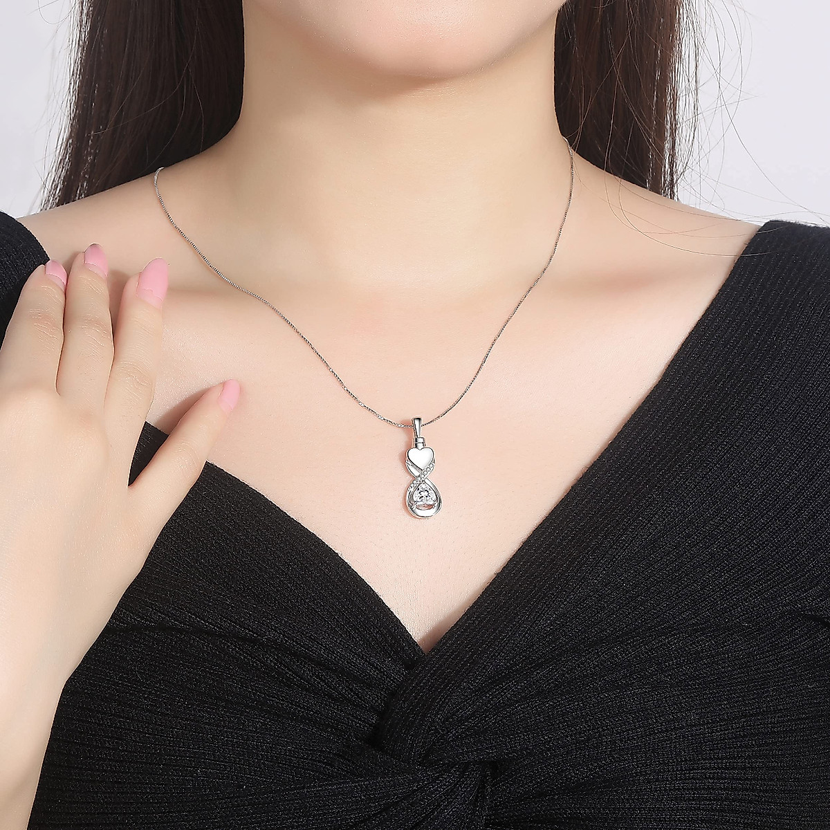 SOLOLIKE Infinity Heart Cremation Jewelry for Ashes: Sterling Silver Urn Necklaces for Women - Ashes Keepsake Pendant Memorial Jewelry Gifts for A Loss of Loved Ones