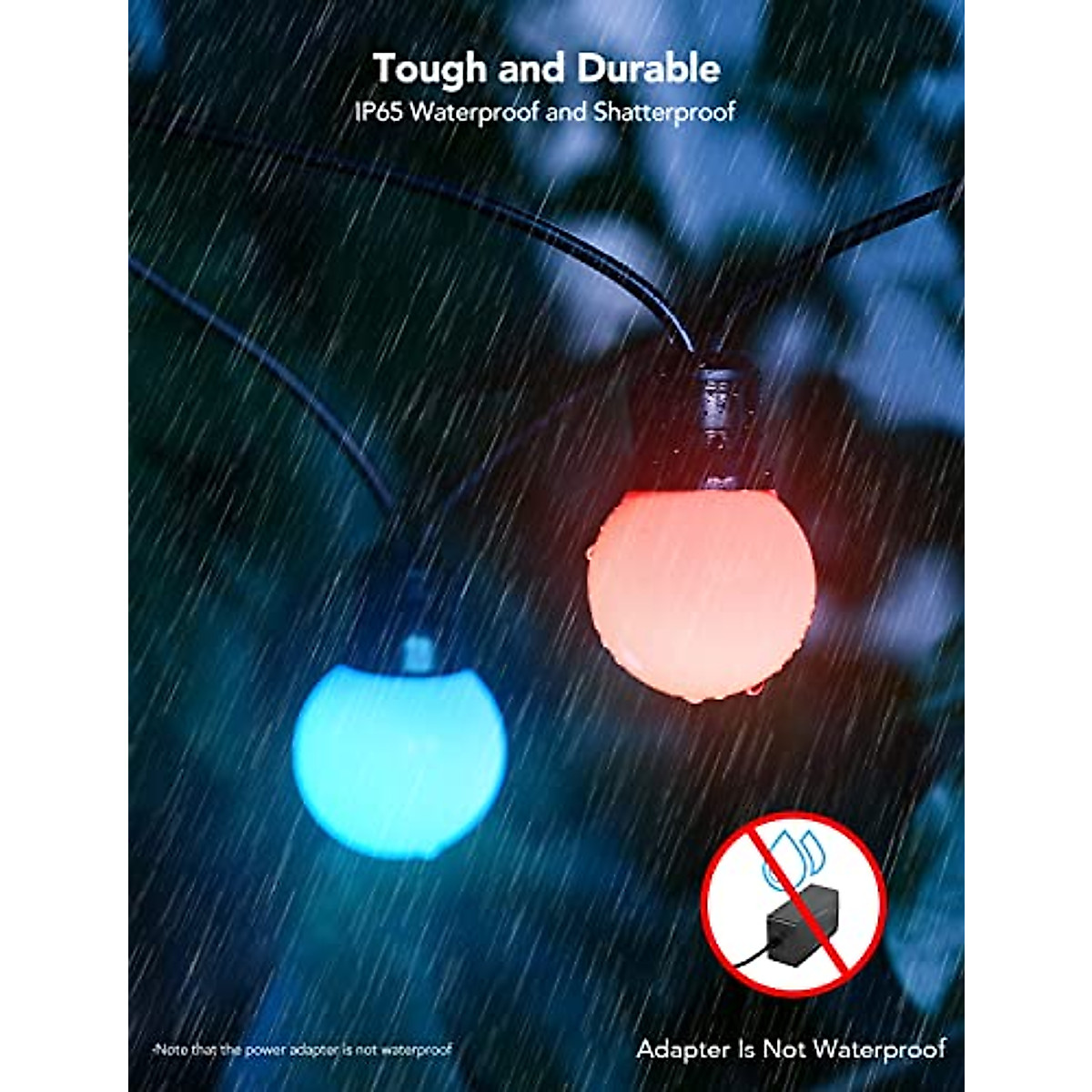 Govee Outdoor String Lights, 50ft G40 RGBIC Warm White String Lights with 25 Dimmable LED Bulbs, IP65 Waterproof Outdoor Lights with App Control for Balcony, Garden, Patio, Party