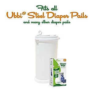 Disposable Diaper Pail Refills Compatible with Ubbi Diaper Pail | Diaper Pail Refill Bags made with Recycled Material | Fresh Powder Scent for Odor Control | Disposable Diaper Trash Bags (75 Count)