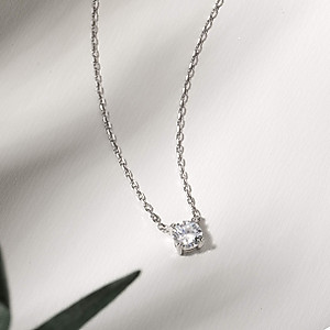 S.Leaf Diamond Necklace Pendant Cubic Zirconia Tennis Necklace Solitaire Choker Necklace for Women Sterling Silver Birthday Gifts for Women