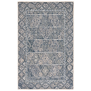 SAFAVIEH Aspen Collection Area Rug - 9' x 12', Blue & Beige, Handmade Boho Wool, Ideal for High Traffic Areas in Living Room, Bedroom (APN275M)
