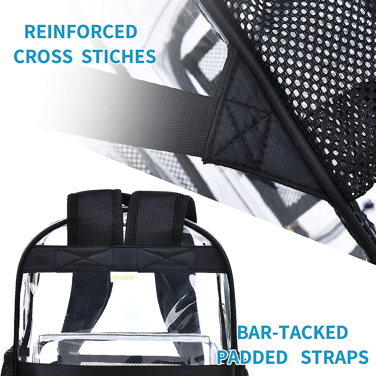 BYXEPA Clear Backpack Heavy Duty 17in TPU See Through Transparent Backpack with Reinforced Strap & Large Capacity for Girls Women School College Workplace Security - Lavender