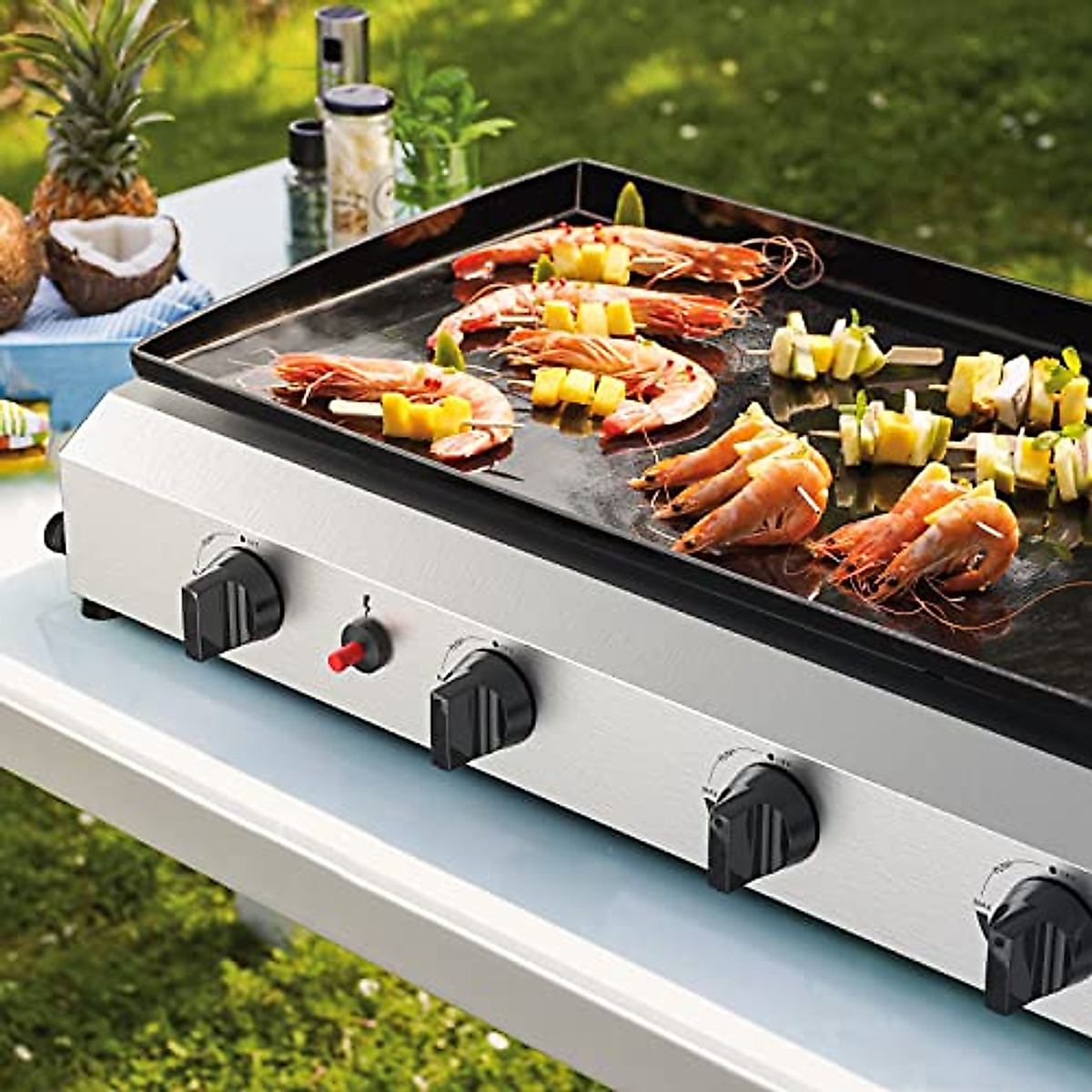 ADREAK 30 Inch 4 Burner BBQ Gas Grill Griddle, Stainless Steel Portable Detachable 40,000 BTU Table Top Propane Barbecue Grill for Camping or Tailgating (Only Griddle)