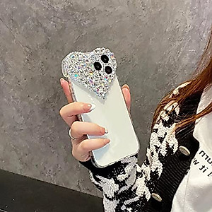 MOSEZA Compatible with iPhone 13 Pro Max case,Luxury Bling Rhinestone 3D Diamond Love Case Cute Glitter Sparkle Soft Silicone TPU Case Cover for Women Girls