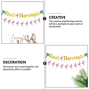 Flamingo Bachelorette Party Decoration Supplies: Glitter Final Flamingle Banner 2pcs Tropical Hawaii Luau Party Photo Prop