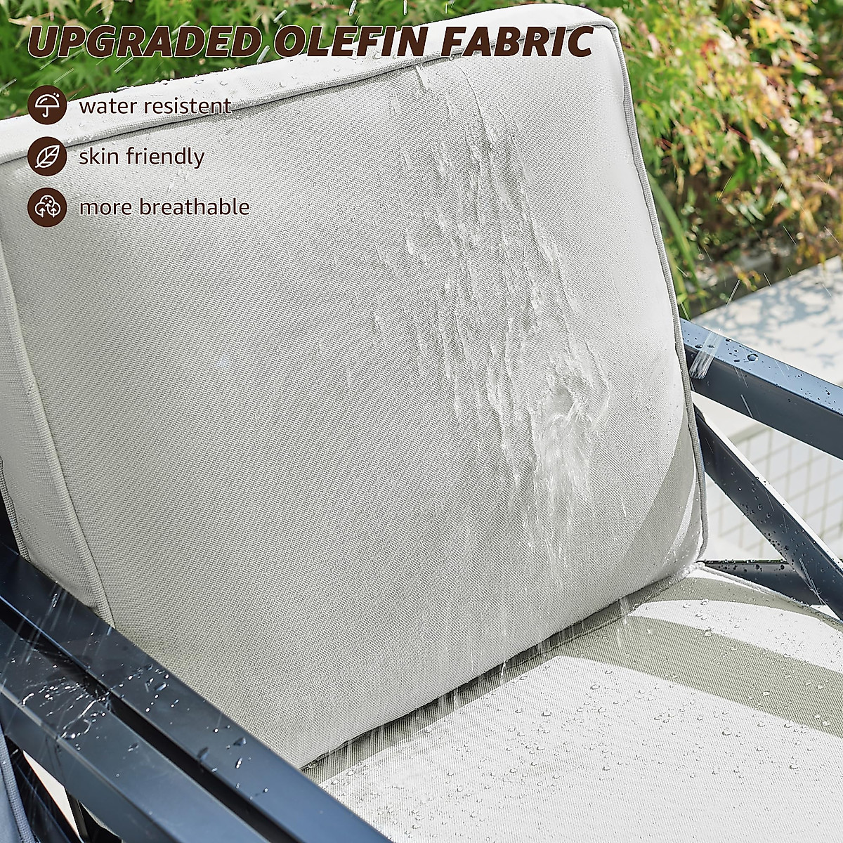 NATURAL EXPRESSIONS Outdoor Patio Furniture 4 Pieces Set, Modern Patio Conversation Sets, Outdoor Sectional Metal Sofa with 5.5 Inch Cushion and Coffee Table for Balcony, Garden