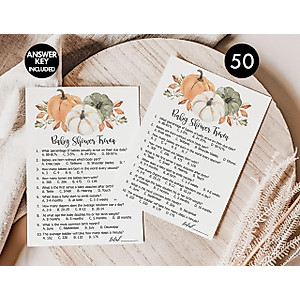 All Ewired Up 50 Baby Shower Trivia (50-Cards) Fun Baby Shower Game Activity, Gender Neutral Boy or Girl, Pumpkin, Autumn