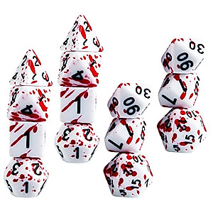 HANABASS Red Table Runner 2sets- Splatter Games Vampire Dragons Die RPG Club Board Theme Game Role for Dices Irregular Multi- Sided of Dice Favor Polyhedral Halloween and Supplies Red Cube RPG Dice