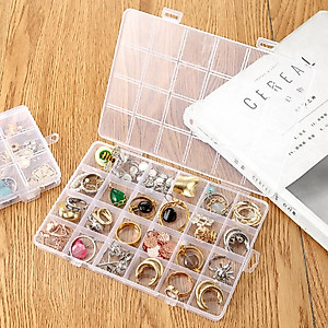 2pcs Plastic Organizer Container Box with Adjustable Dividers, 36 Grids Clear Plastic Parts Organizer Box Compartment Container for Bead, Nail, Jewelry, Art, DIY Crafts, Fishing Tackle, Small Items.