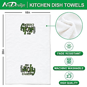 AnyDesign St. Patrick's Day Kitchen Dish Towels White Black Stripes Dishcloth 18 x 28 Lucky Charm Irish Kisses Cloth Tea Towel Seasonal Decorative Hand Towel for Home Farmhouse Cooking Baking, 4Pcs