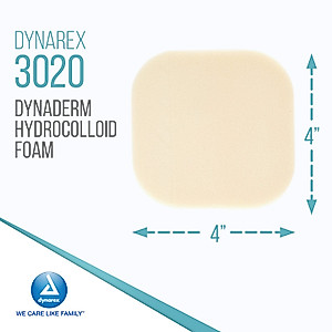 Dynarex DynaDerm Hydrocolloid Dressings, Sterile Moist Bandages Used for All Kinds of Wounds, 4" x 4", Foam & Latex-Free, Peel-Down Patches - 1 Box of 5 Dressings