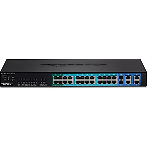 TRENDnet 28-Port 10/100Mbps Web Smart PoE+ Switch, 20 x PoE Ports, 4 x PoE+ Ports, 2 x Gigabit Ports, 2 x Shared Gigabit Ports (RJ-45 or SFP), Rack Mountable TPE-224WS (Renewed)