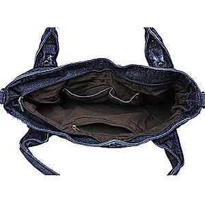 BOUYA Women's Denim Casual Hobo Bag Jeans Shoulder Bags for School Office Travel Retro Denim Bag Large-capacity One-shoulder Messenger Bag Tote Bag Hobo Purse for Teen Girls Women (Own Style Blue)