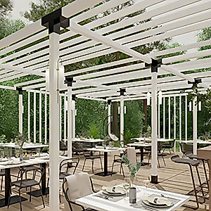 5-Way Woodwork DIY Pergola Brackets Kit, Elevated Wood Stand Kit with Powder-Coated Steel, Including 5-Way Corner Bracket & Post Anchor Base | Modular Pergola/Gazebo Kit for 4x4 Wood Post Glossy Black