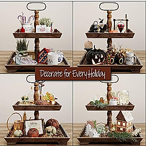 Farmhouse Tiered Tray Stand - Two Tier Tray - Wood Tiered Tray Decor Holder - 2 Tier Tray Stand Farmhouse - Wooden Tiered Stand Farmhouse - Two Tiered Tray Farmhouse - 2 Tiered Tray Farmhouse - Rustic