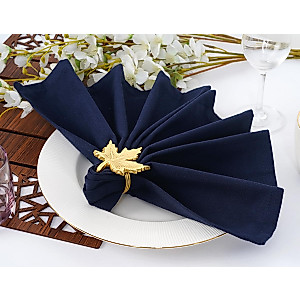Blue Needles Navy Blue Cloth Napkins - 100% Cotton Set of 12 Dinner Napkins 18x18 inches - Soft, Reusable and Washable Linen Napkins, Ideal for Events, Parties & Everyday Use