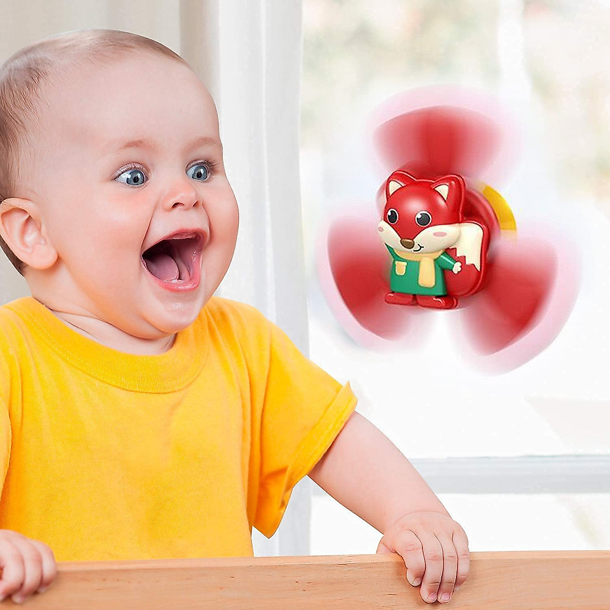 KLQQLK Suction Cup Spinning Top Toy，Suction Cup Toy，Safe Interesting Table Sucker Gameplay Early Learner Spinning topToys can be sucking glass, walls, seats, bathtubs, etc(Pack of 3)