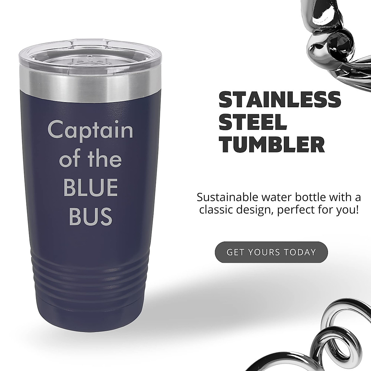 OEZZO Customized Tumblers With Names, Double Wall Personalized Bottles with Splash and Leak Proof Upgraded Slider Lid for Birthdays, Mom, Dad, Friends, Co-Workers (20oz, Navy Blue)