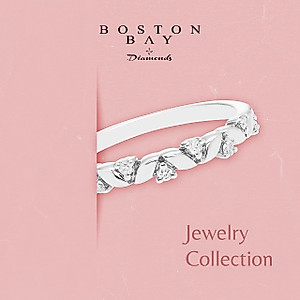 .925 Sterling Silver 1/10 Cttw Round Diamond 3-Prong Chevron Floral Engagement Ring (I-J Color, I2-I3 Clarity) - Size 7