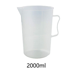 Aicosineg Lab Graduated Beakers Plastic Measuring Cup 2000ml Transparent Measuring Cup Measure Liquid and Baking Items with Handle and Spout for School Laboratory, Pouring Cup,or Kitchen 1 Pcs