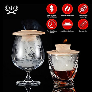 Cocktail-smoker kit Whiskey Bourbon Old-Fashioned - Drink Smoke Infuser Kit with dry Apple、Cherry、OAK、Walnut Wood Chips for Home、Party、kitchen Cold Smoker