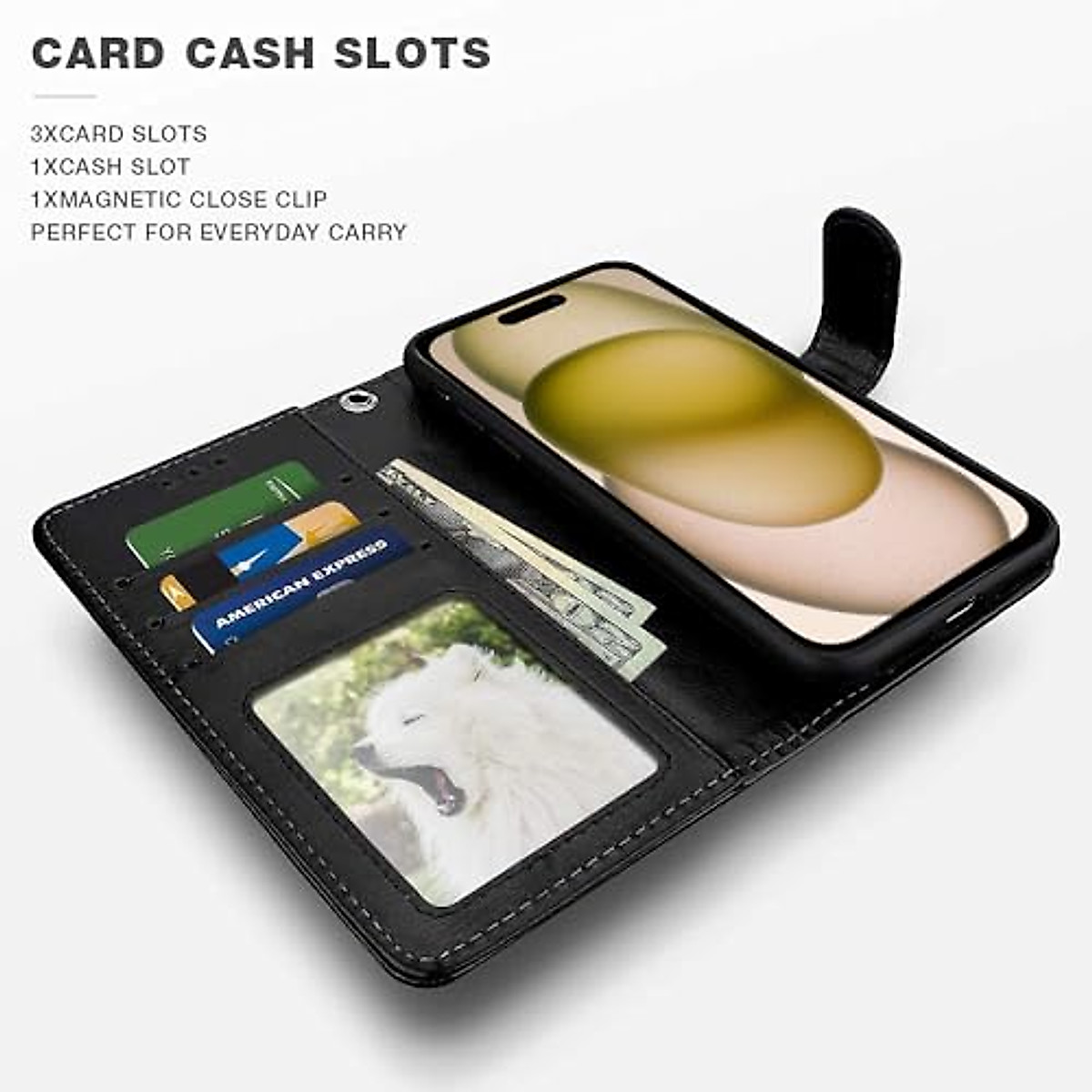 Shields Up for iPhone 15 Wallet Case, Detachable Magnetic Case Wallet with Card Holder & Strap for Girls/Women, Vegan Leather Floral Cover for iPhone 15 6.1 inch - Rose Flower/Sunflower