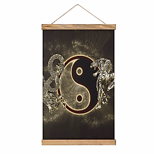 Yin Yang Dragons Tiger Canvas Hanging Painting Picture Poster Artwork for Home Office Decoration
