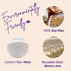 Nika's Home Lavender Soy Candle 12oz Mason Jar Non-Toxic White Soy Candle Handmade, Long Burning 50-60 Hours Highly Scented All Natural, Clean Burning Large Candle Gift Décor