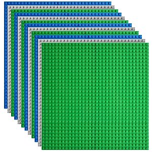 Lekebaby Classic Baseplates Building Base Plates for Building Bricks 100% Compatible with Major Brands-Baseplates 10" x 10", Pack of 12