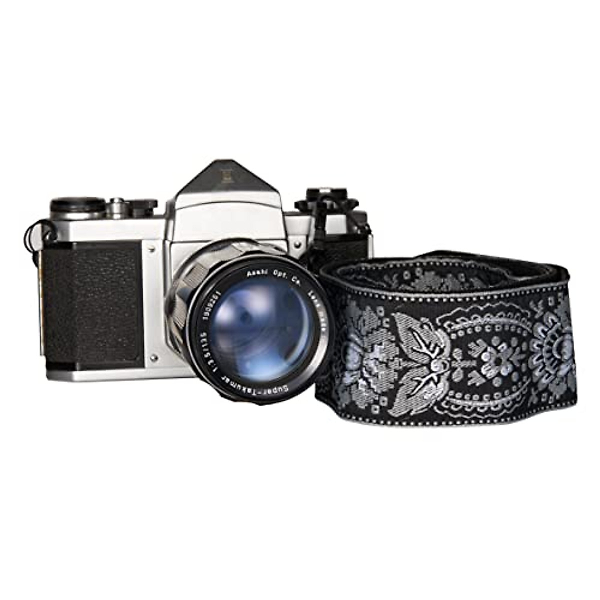 Art Tribute Camera Strap Royal Silver & Black Woven For All DSLR Camera. Embroidered Elegant Universal Neck & Shoulder Strap, Unique Pattern, Best Gift for Men & Women Photographers