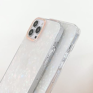 YeLoveHaw Designed for iPhone 14 Pro Case for Women Girls, Glitter Pearly-Lustre Shell Pattern Cute Phone Case, Slim Soft Frame Hard Panel Protective Cover for iPhone 14Pro 6.1'' (Colorful)