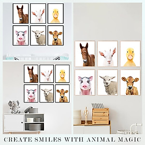 Insire Baby Animal Prints for Nursery, Baby Animal Pictures for Nursery, Farm Animal Pictures Wall Decor, Farm Animal Wall Decor, Farm Animal Pictures, Farm Animal Nursery Decor - (8x10 Unframed)