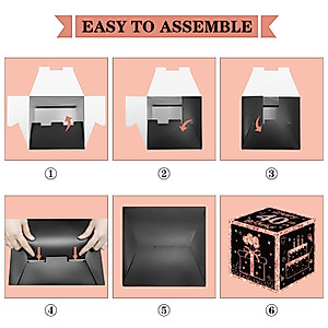 Eiurteao 3pcs 40th Birthday Decorations Boxes for Women, Rose Gold Happy 40 Birthday Balloons Boxes Party Supplies, Forty Bday Theme Cardboard Box Decor