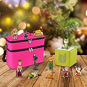 Bevegekos Tonies Carrying Case for Toniebox Starter Set, Storage Travel Carrier Bag for Audio Player, Figures, Charging Station & Headphones, Box only (Large, Rosy Red)