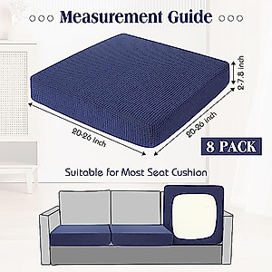 Newwiee 8 Patio Stretch Sofa Cushion Covers Outdoor Cushion Covers Replacement Couch Slipcovers Sofa Seat Cover Soft Chair Cover Furniture Protector for Pet (Navy,Waterproof)