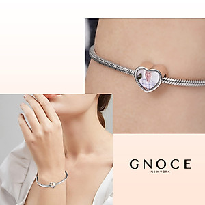 GNOCE Personalized Photo Charms For Bracelets/Necklace 925 Sterling Silver Heart Custom Picture Charms for Women Mother's day (Photo-5)