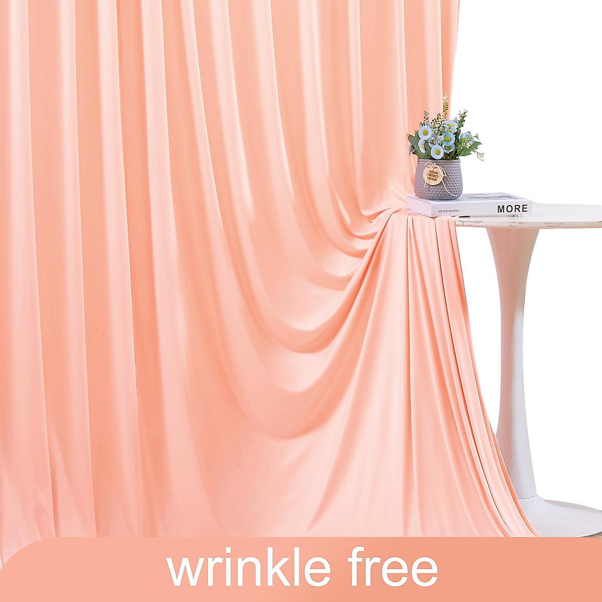 10x10 Peach Backdrop Curtain for Parties Baby Shower Wrinkle Free Peach Photo Curtains Backdrop Drapes Fabric Decoration for Wedding Birthday Party 5ft x 10ft,2 Panels