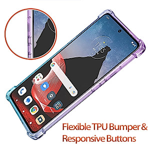 DFTCVBN Phone Case for Moto ThinkPhone Case, ThinkPhone 5G Case with HD Screen Protector, Crystal Rainbow Gradient Slim Clear Phone Cover TPU Back Protective Case for Motorola ThinkPhone Purple/Blue