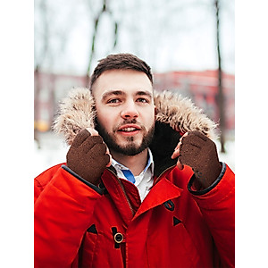 6 Pairs Winter Half Fingerless Knit Gloves Stretchy Anti-Slip Gloves Warm Texting Mittens for Men Women (Black, Navy Blue, Dark Grey, Light Grey, Coffee,Medium)