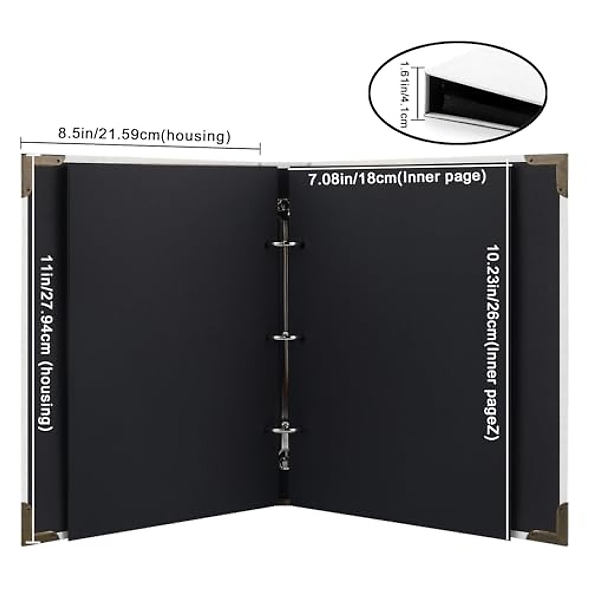 amassan Photo Album Scrapbook 60 Pages Hardcover 8.5 x 11 Inch with Scrapbook Supplies kit, 3 Rings Black Paper Memory Album for Wedding, Family