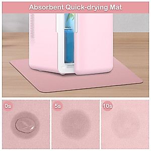 SUNICO Portable Mini Fridge Mat, 14x10 in Retro Compact Refrigerator Mat, Diatomite Quick Drying Mat, Non-slip Skincare Fridge Pad for Bedroom, Office, Countertop, Easy to Clean, Pink