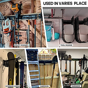 VONLX 48inch Garage Storage Organization Garage with Torpedo Level Mounted Garden Tool Organizer Wall Mount Adjustable Garage Organizers with 7 Heavy Duty Hooks Tool Holder for Hanging Max Load 440lbs