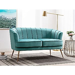 Altrobene Velvet Loveseat Couch Sofa Luxury Modern Comfy Tufted Couch Chesterfield 2 Person Couch for Living Room/Bedroom, Dark Teal